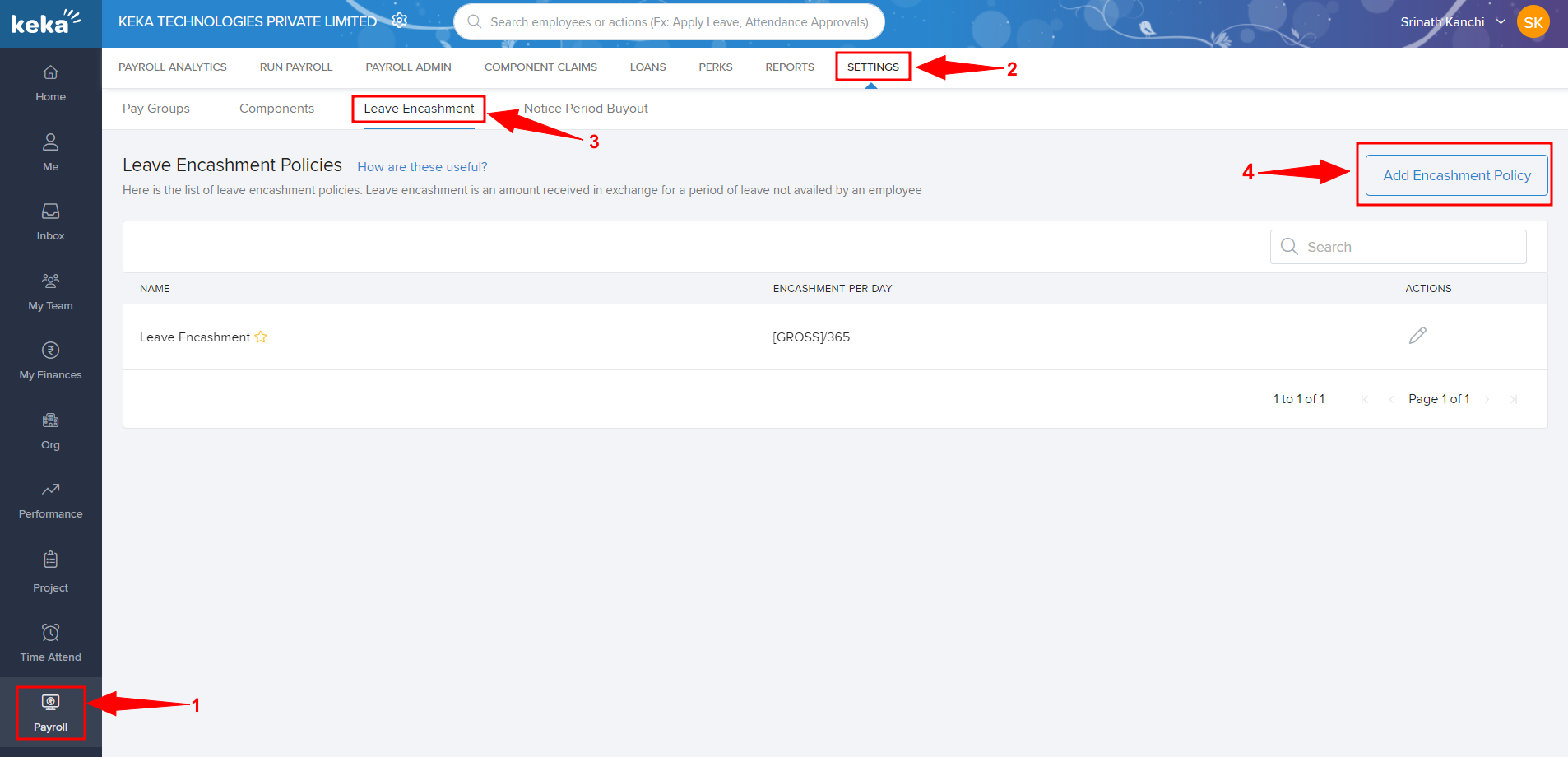 Where to add the leave encashment formula? – KekaHR Help Center