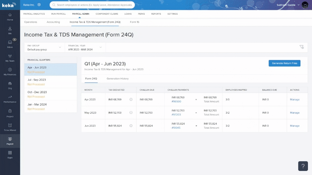 Generating TDS returns (Form 24Q) for salaried employees – KekaHR Help ...