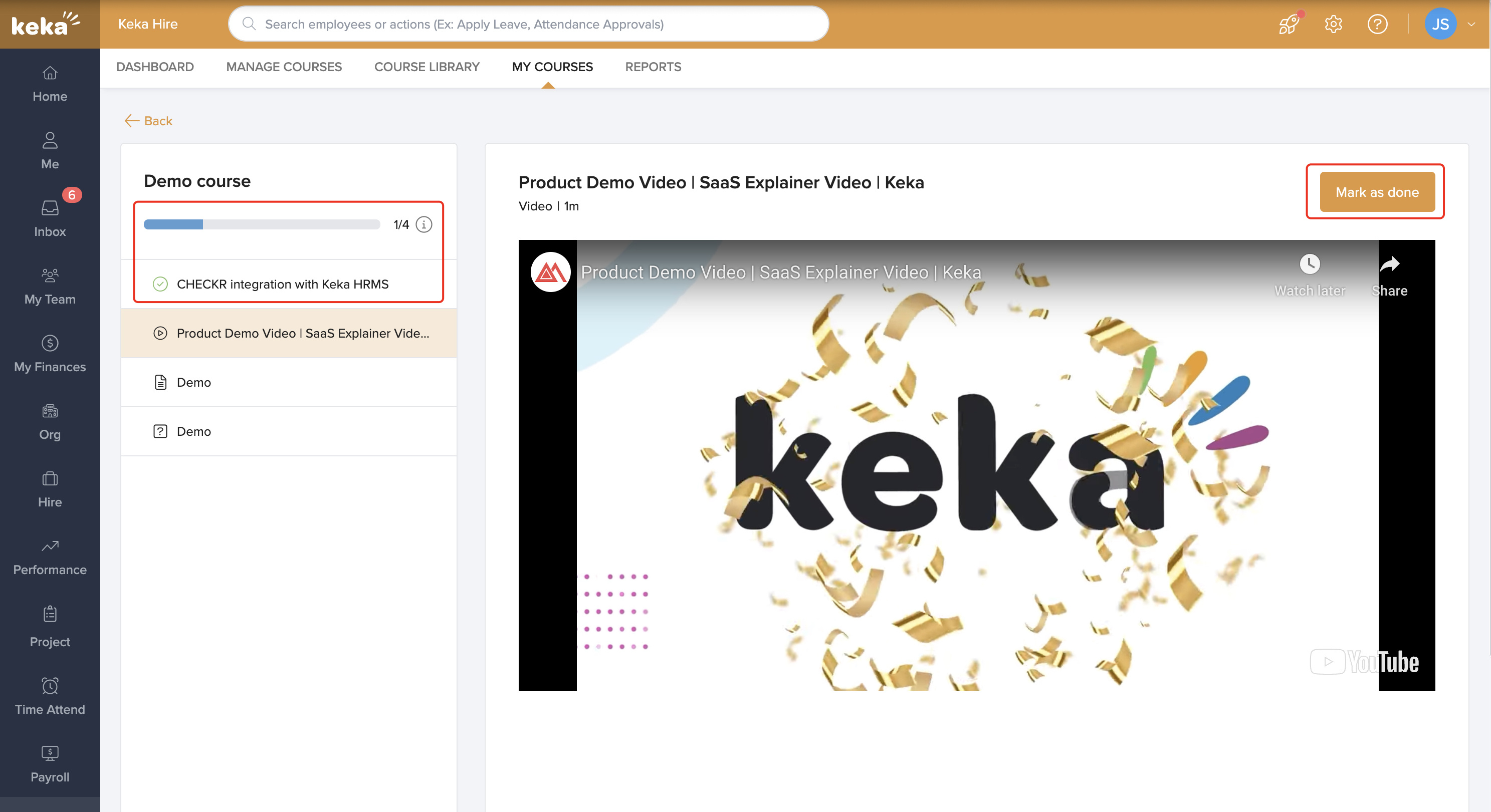 Completing a course on Keka learn. – KekaHR Help Center