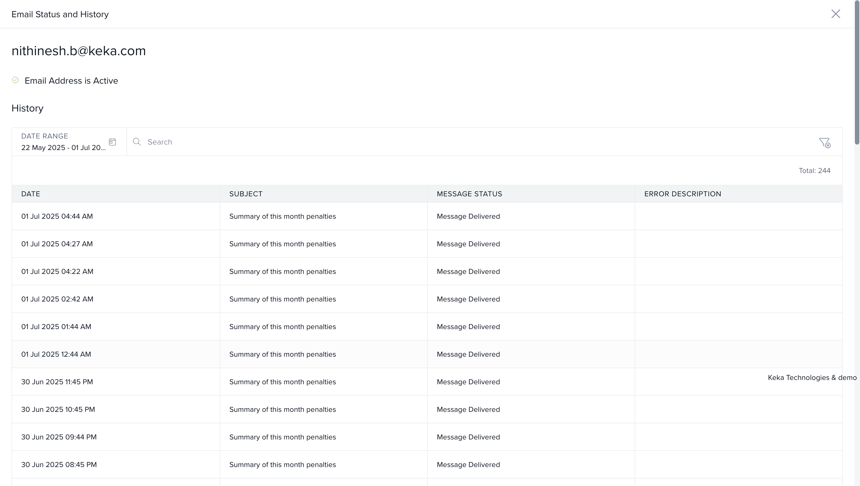 How to check email history for the email triggered from keka to ...