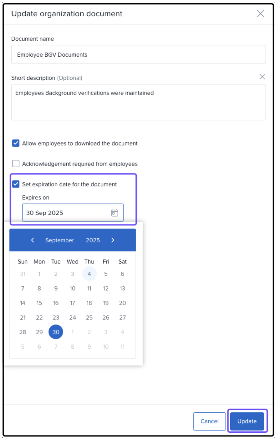 Expiry Settings for Organization Documents – KekaHR Help Center