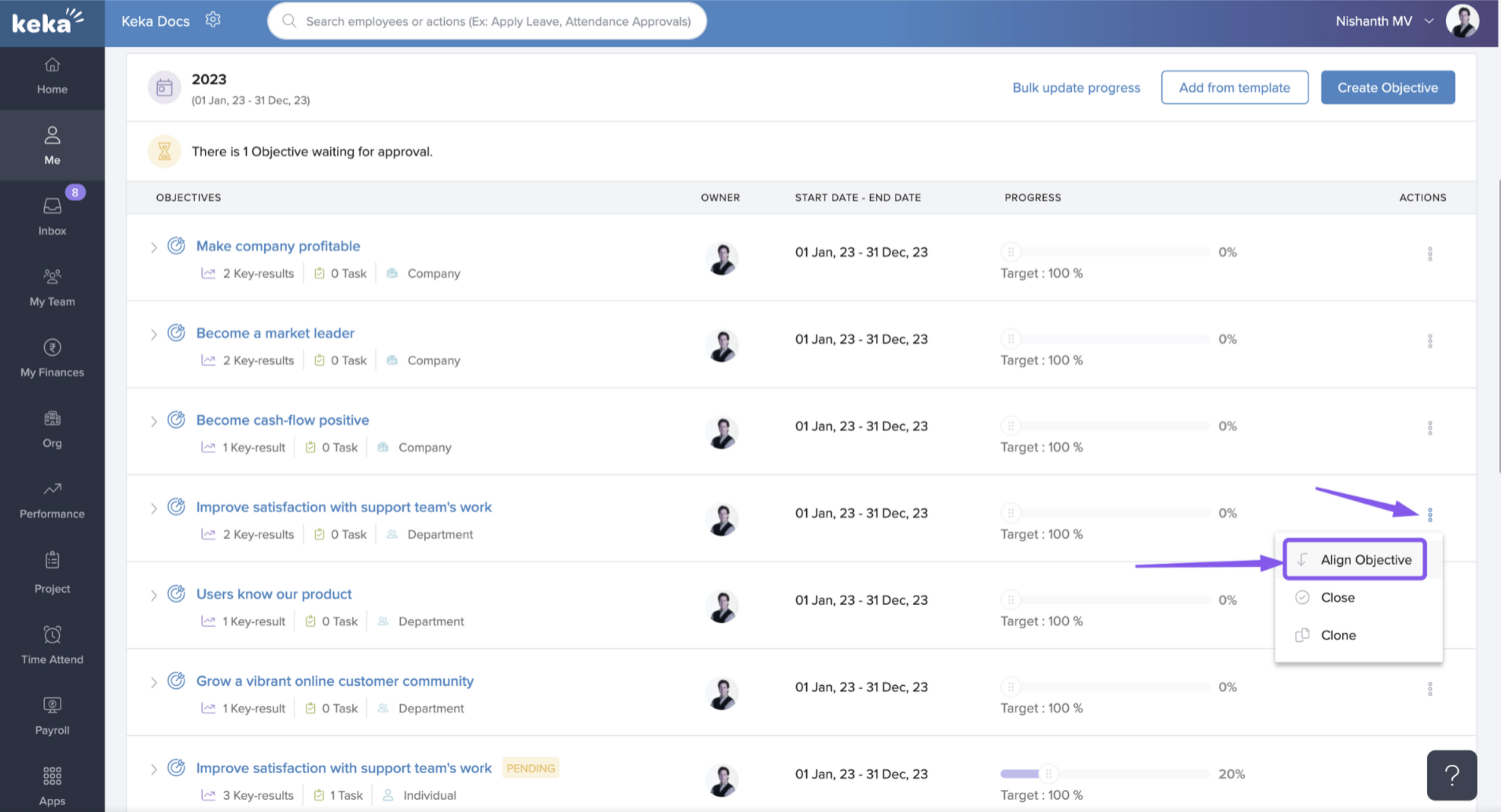 Setting objectives and tracking performance – KekaHR Help Center
