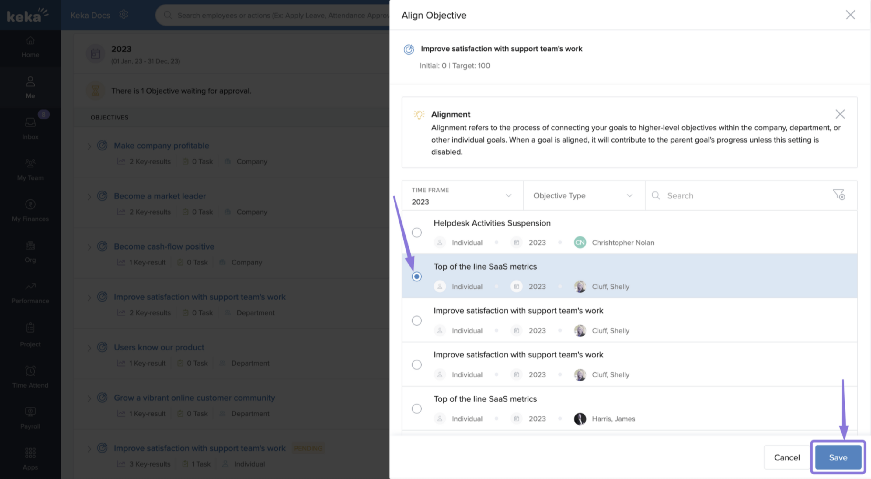 Setting objectives and tracking performance – KekaHR Help Center