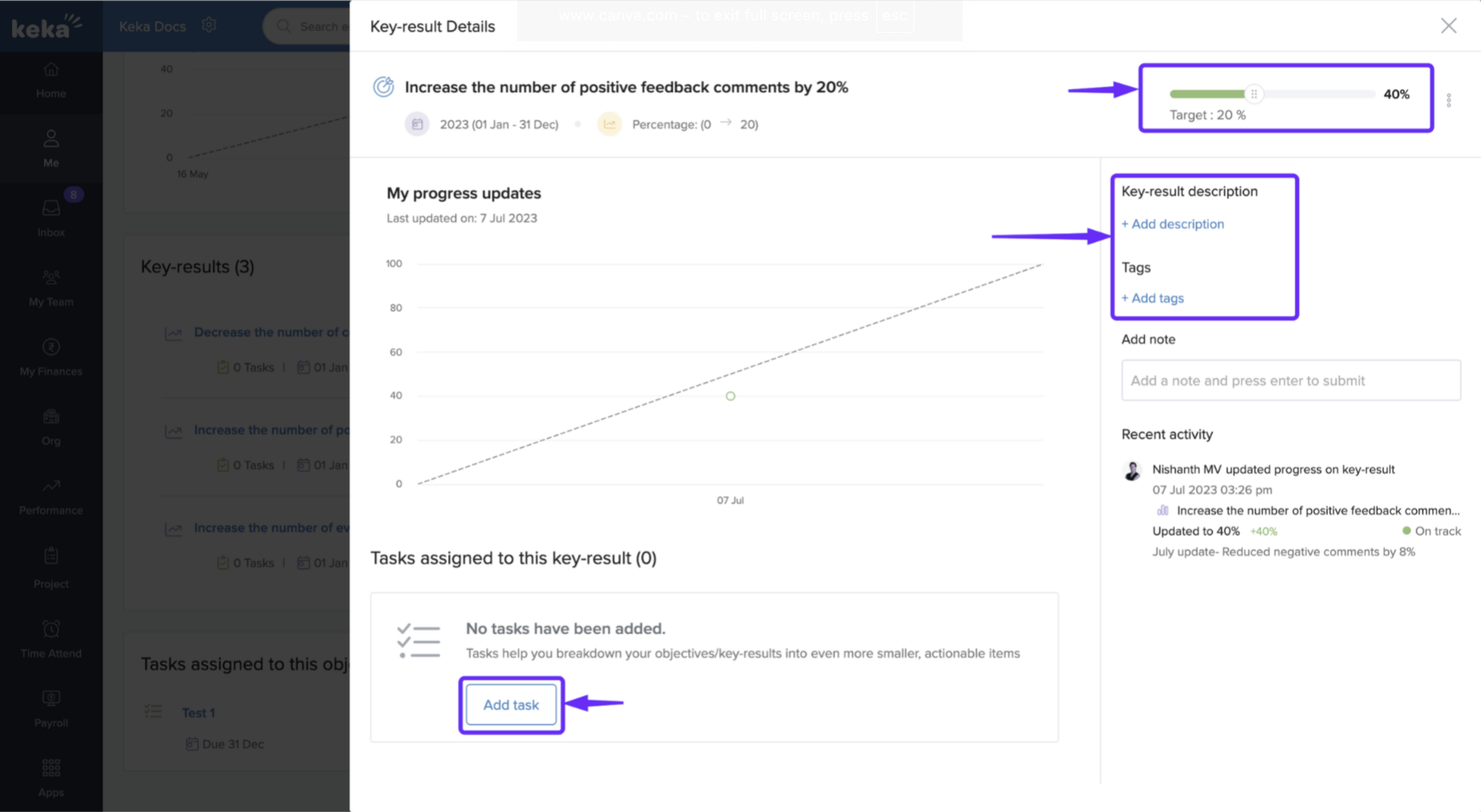Setting objectives and tracking performance – KekaHR Help Center