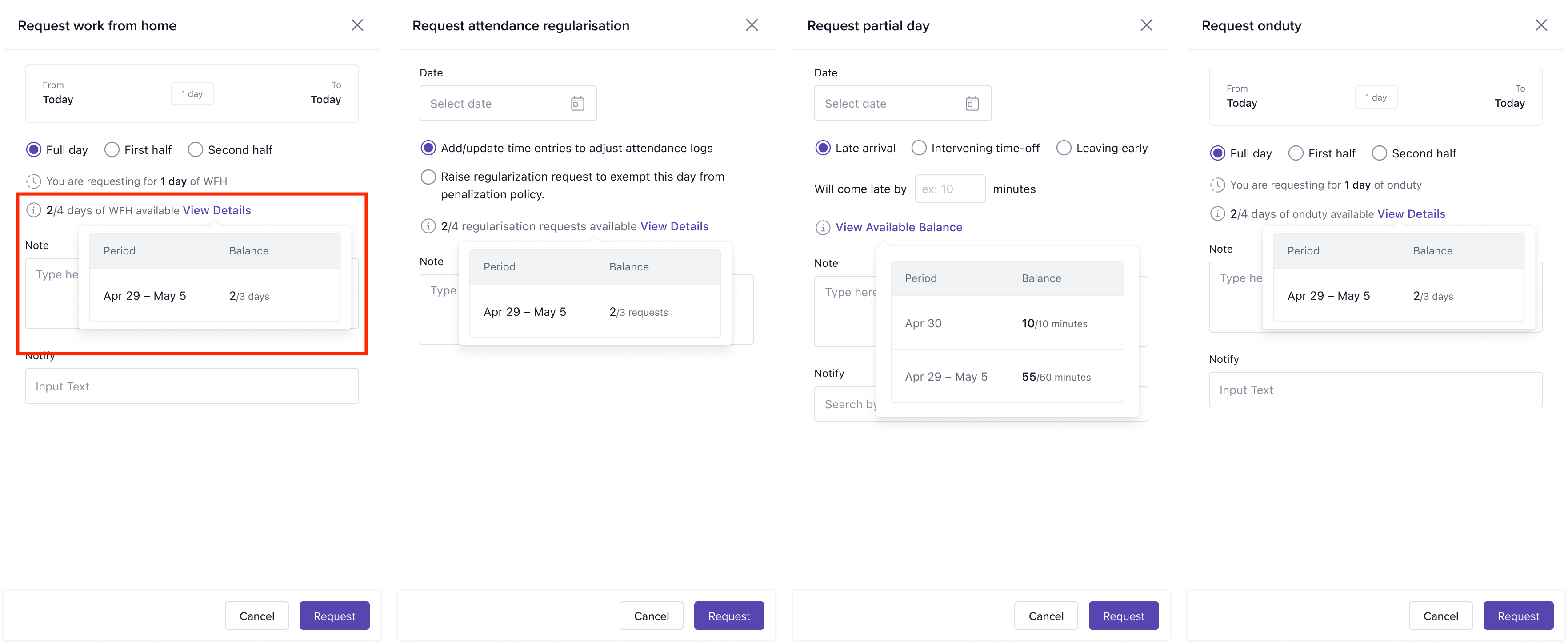 LEAVE AND ATTENDANCE: Real-Time Usage Display for Attendance Requests ...