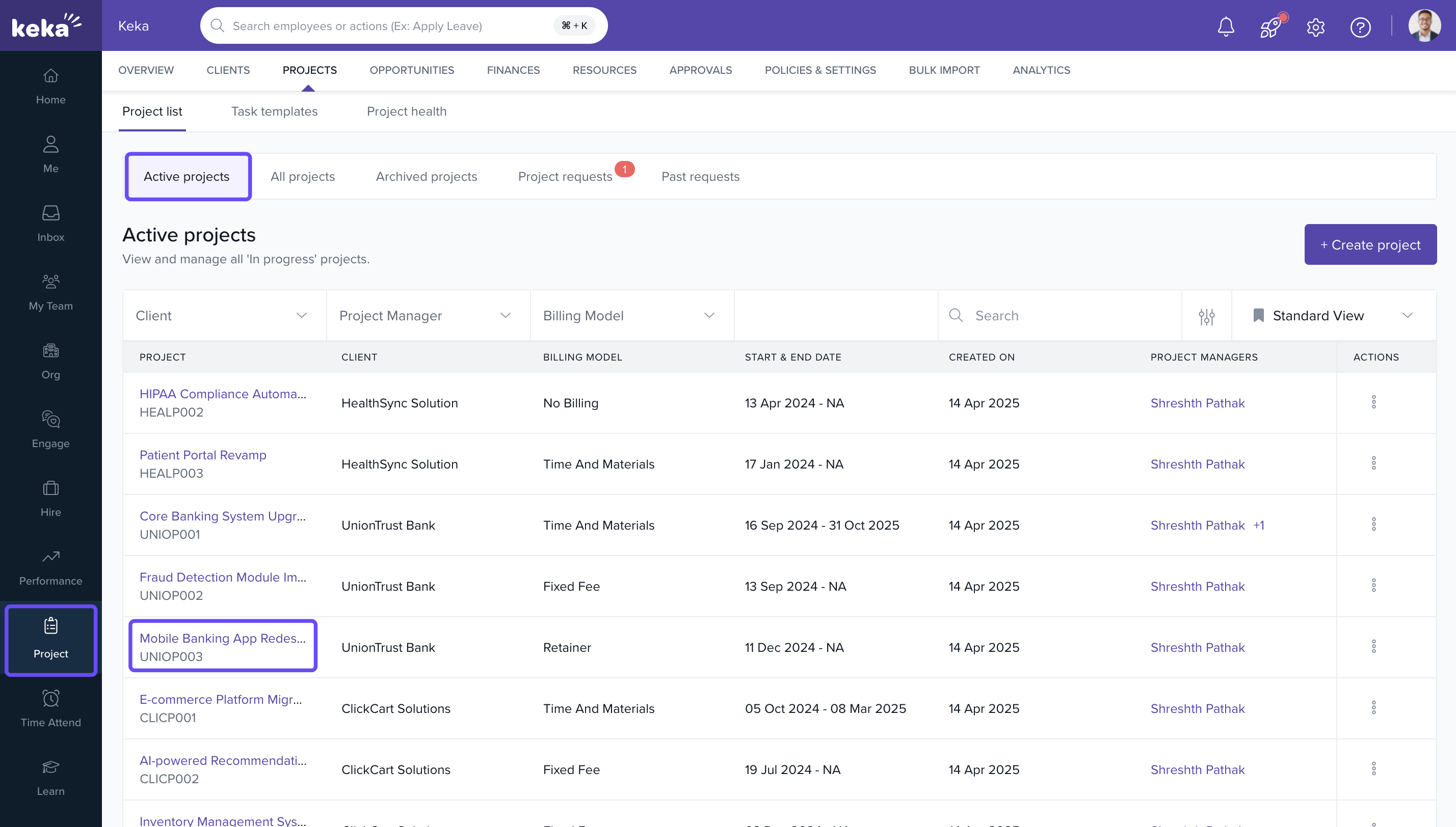 Using the client manager dashboard in Keka PSA – KekaHR Help Center